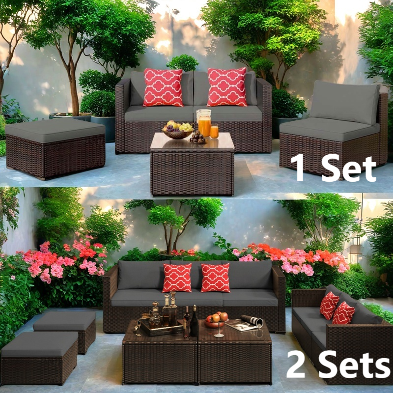 Patio Furniture Set Clearance, Lofka 5 Piece Outdoor Sectional ...