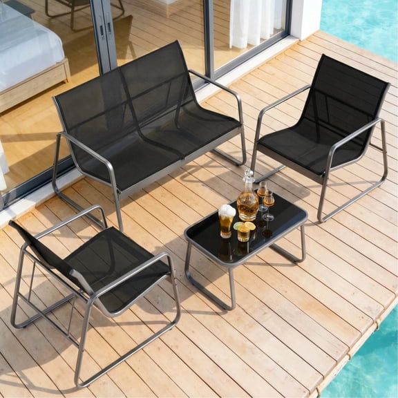 Patio Furniture Set, Lofka 4 Pcs Patio Bistro Table and Chairs with ...