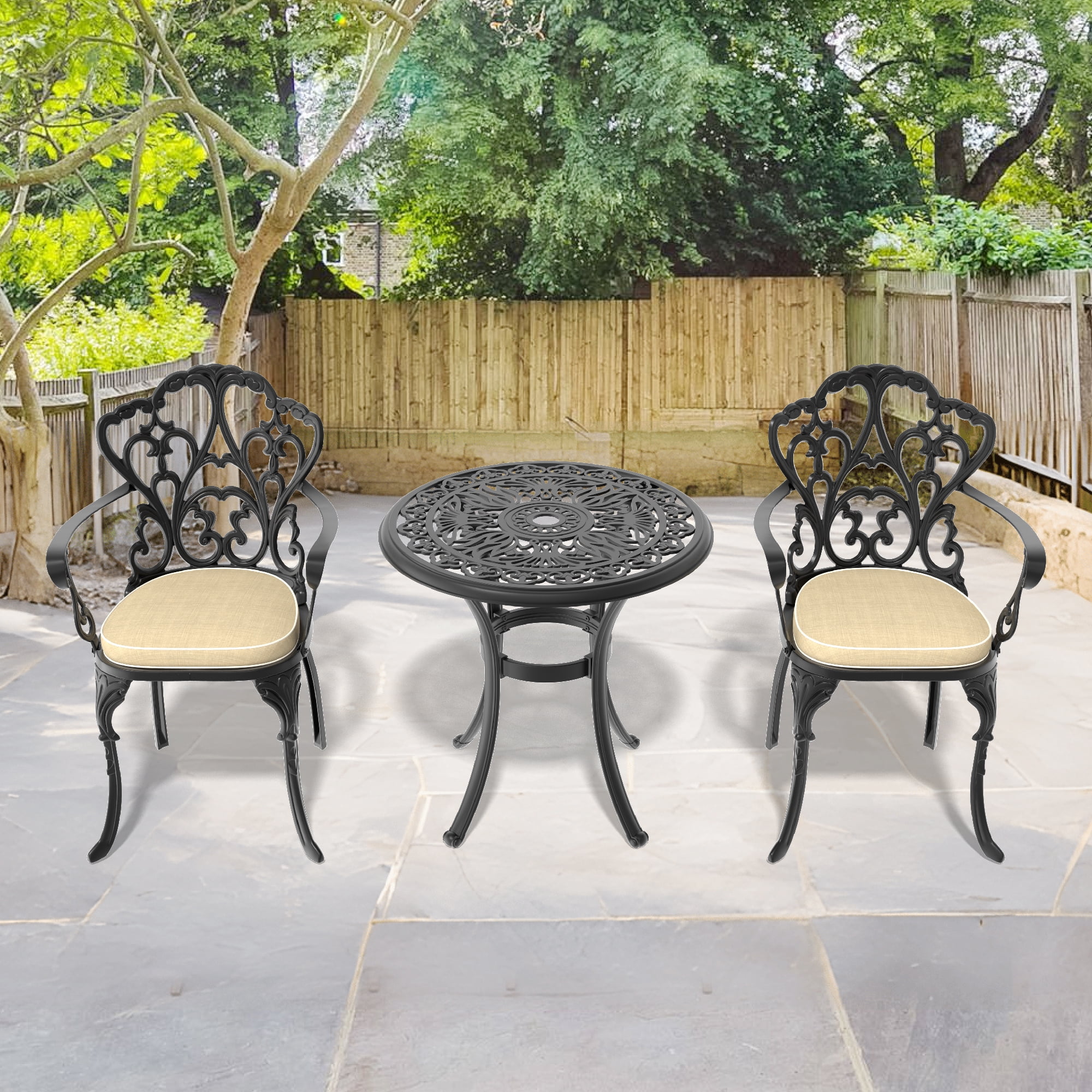 Patio Furniture Sets 3-Piece Set Of Cast Aluminum Patio Furniture With ...