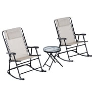 Topcobe 3 Piece Patio Rocking Set, Wicker Rocking Chairs with 2-Tier ...