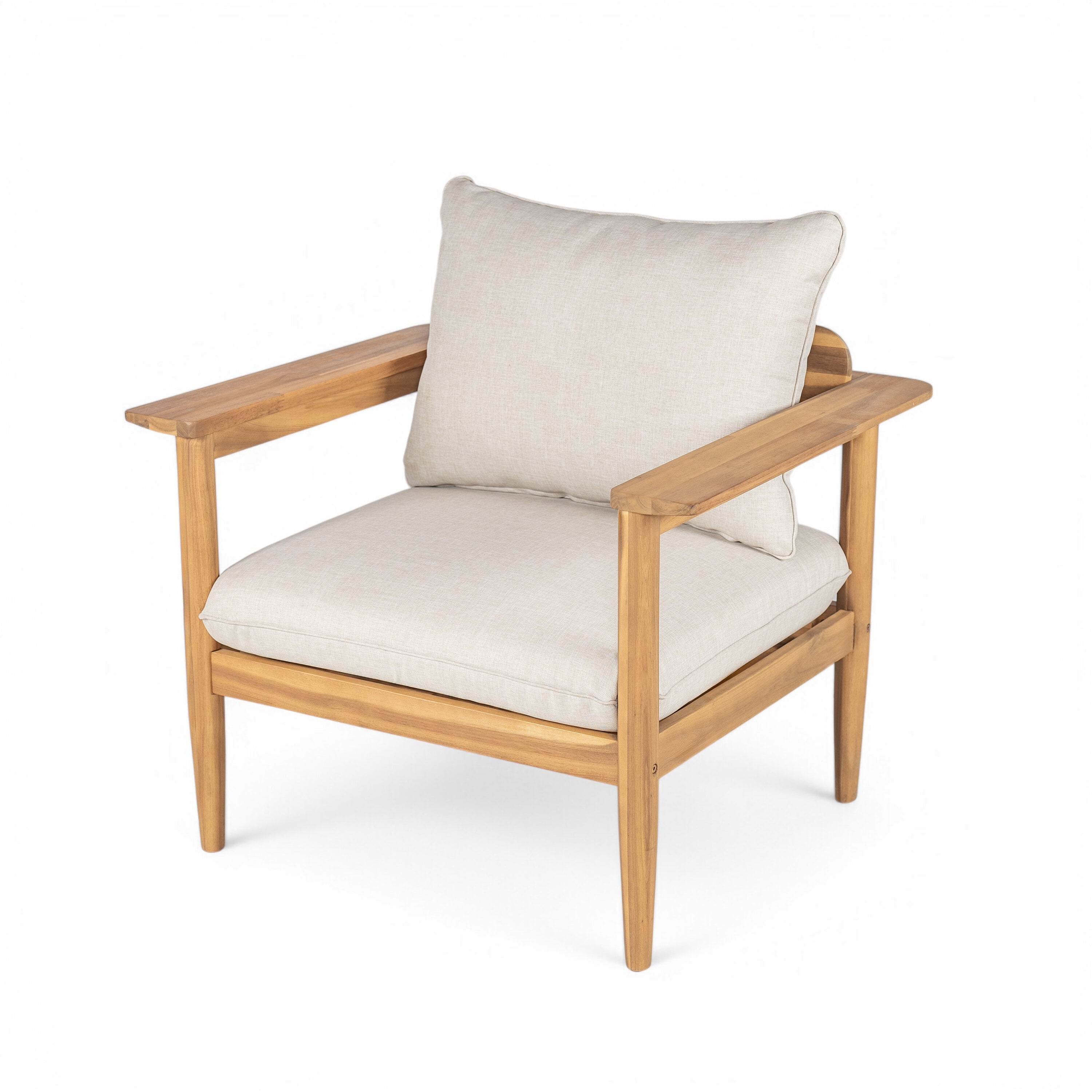 Patio Furniture, Terassi Outdoor Acacia Wood Lounge Chair, Beige,Light ...