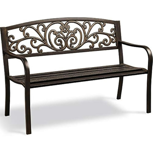 Patio Garden Bench for Outdoor, Patio Porch Outdoor Bench Iron Metal ...