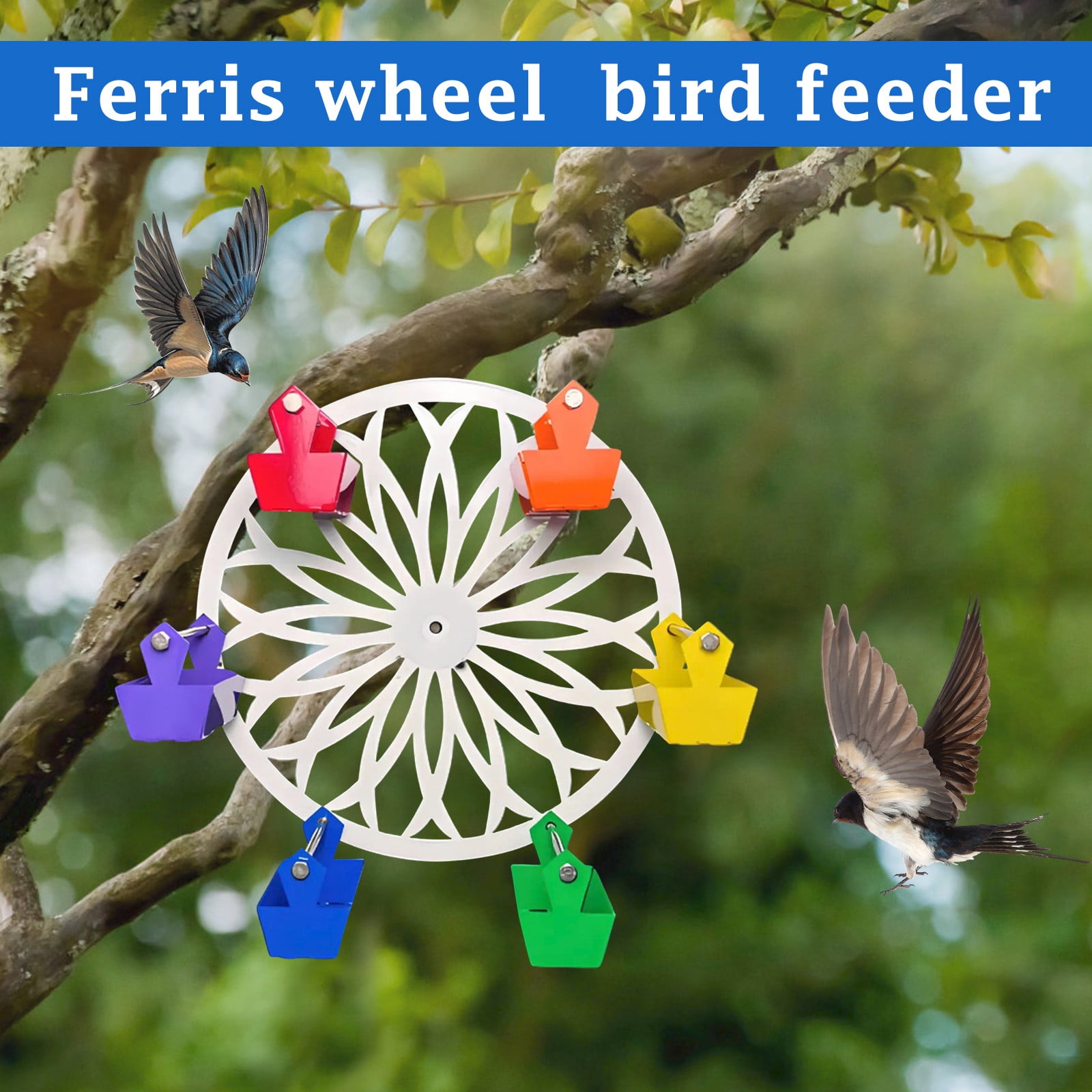 Patio & Garden Ferris Wheel Bird Feeder - Durable Stainless Steel ...
