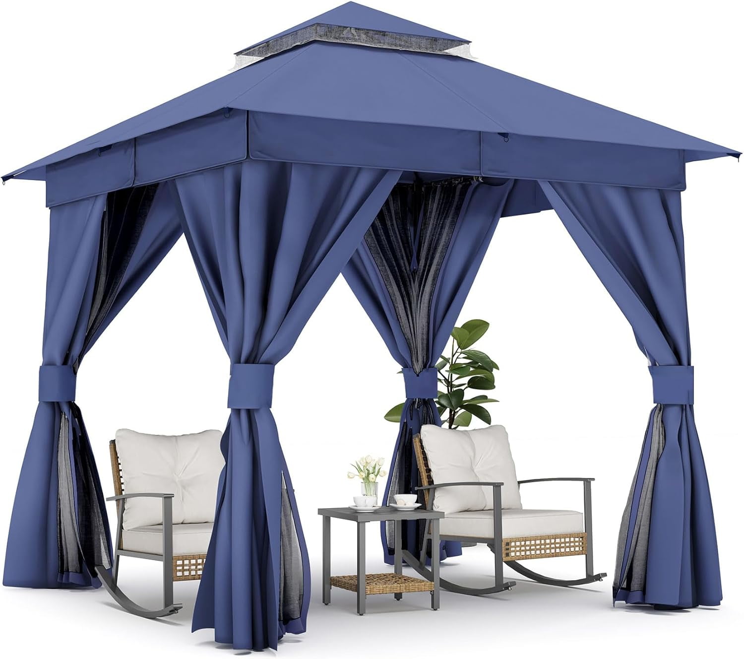 LEDMOMO Navy Colored Roman Outdoor Shade Umbrella for Garden and Patio ...