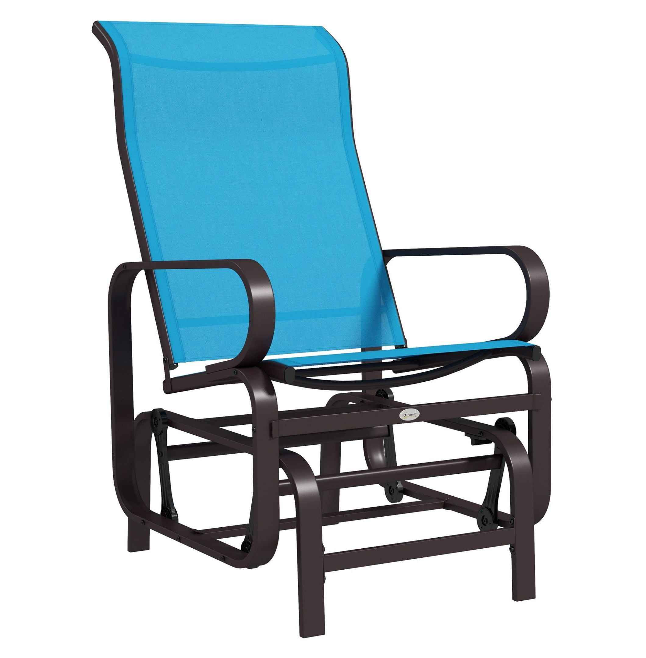 Patio Glider Chair, Blue Rocking Chair - Lightweight Metal & Mesh ...