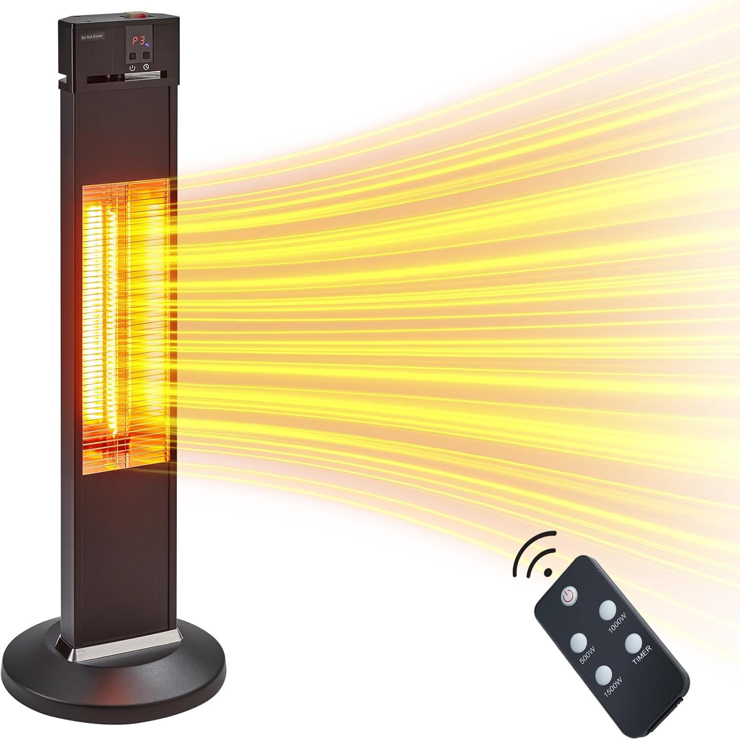 Patio Heater,1500W Electric Heater with Remote,Quiet Operation,3 Heat ...