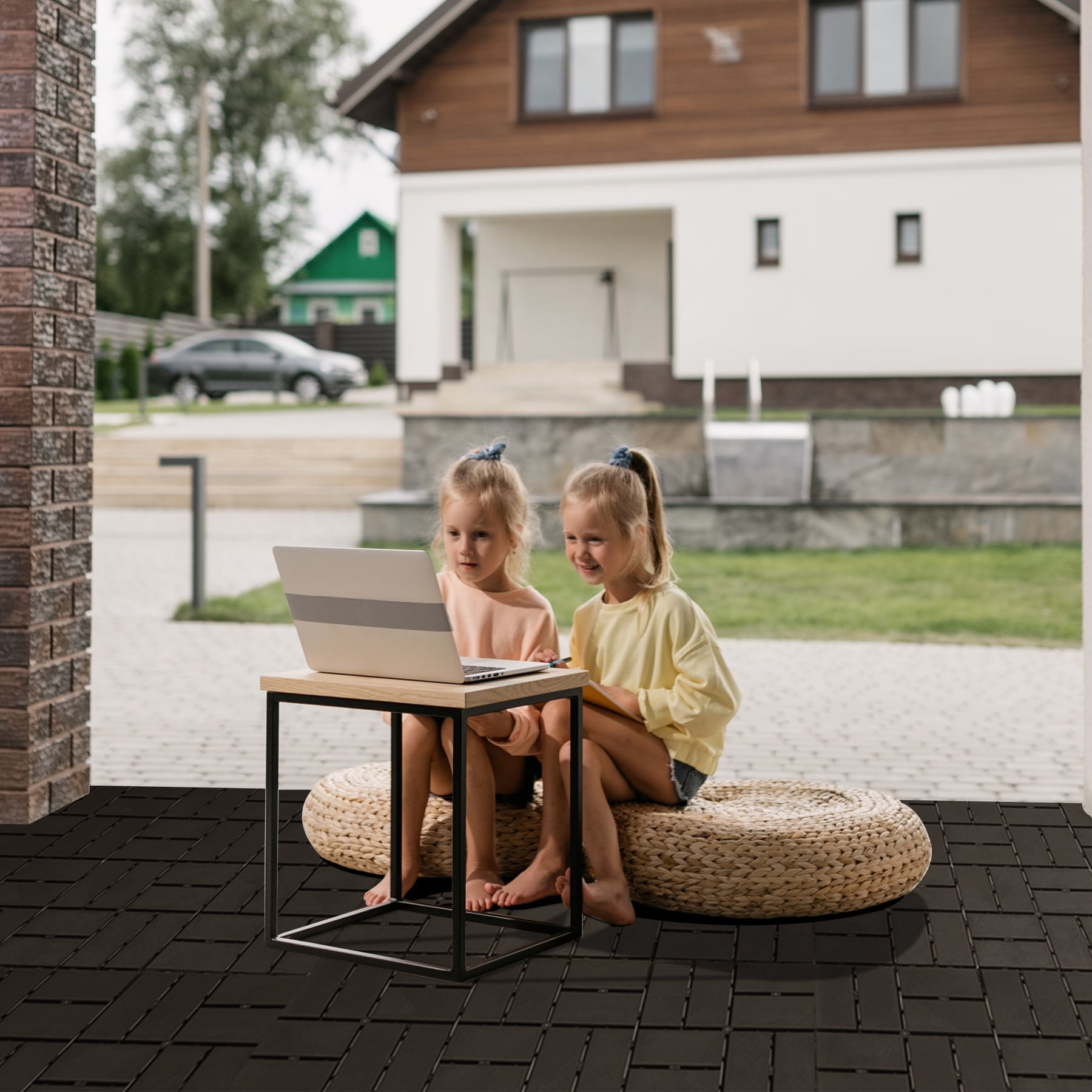 Patio Interlocking Deck Tiles, 12"x12" Square Composite Decking Tiles ...