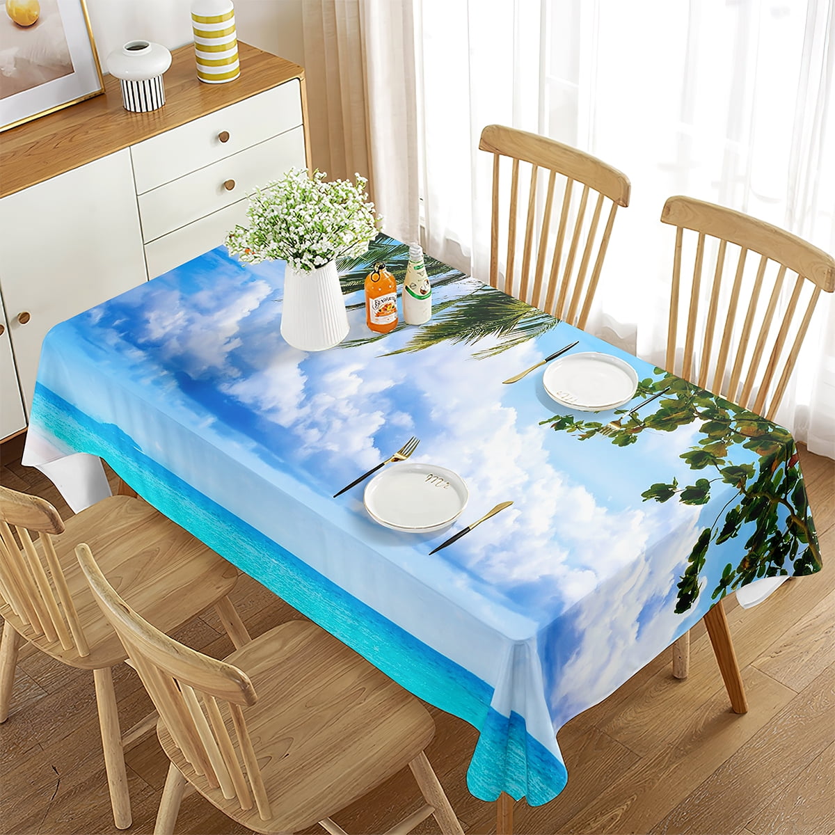Patio Kitchen Room Living Indoor For Tablecloth Polyester Cloths Table ...