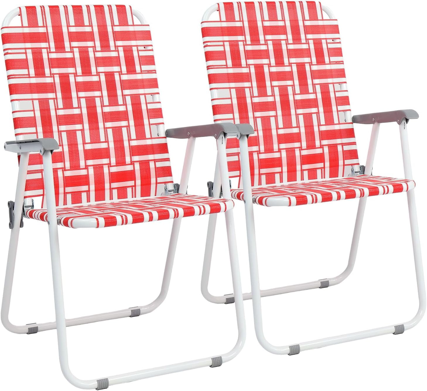 Patio Lawn Webbed Folding Chairs Set of 2, Outdoor Beach Portable ...