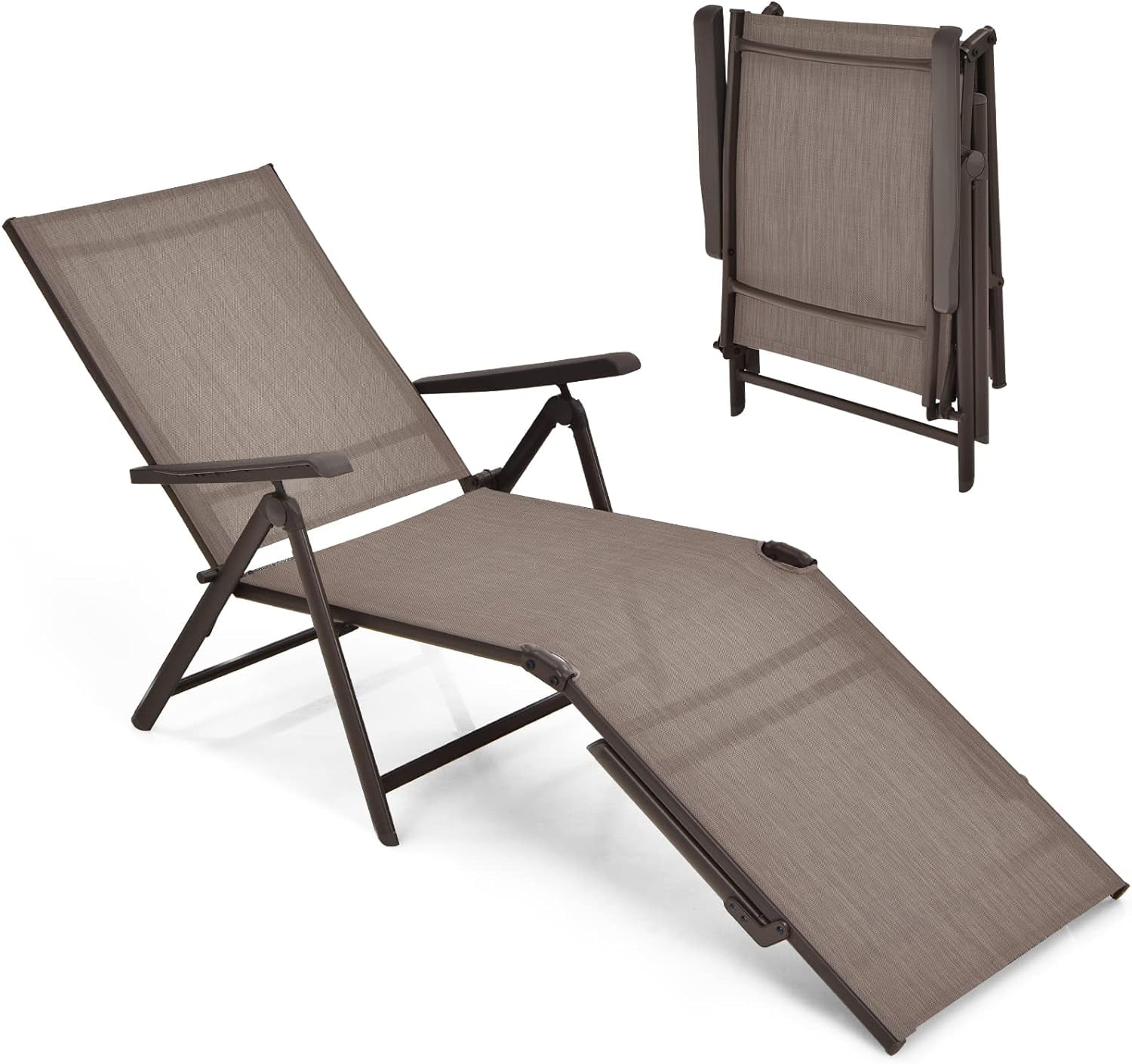 Patio Lounge Chair Foldable Chaise Lounger, Outdoor Sunbathing Chair W ...