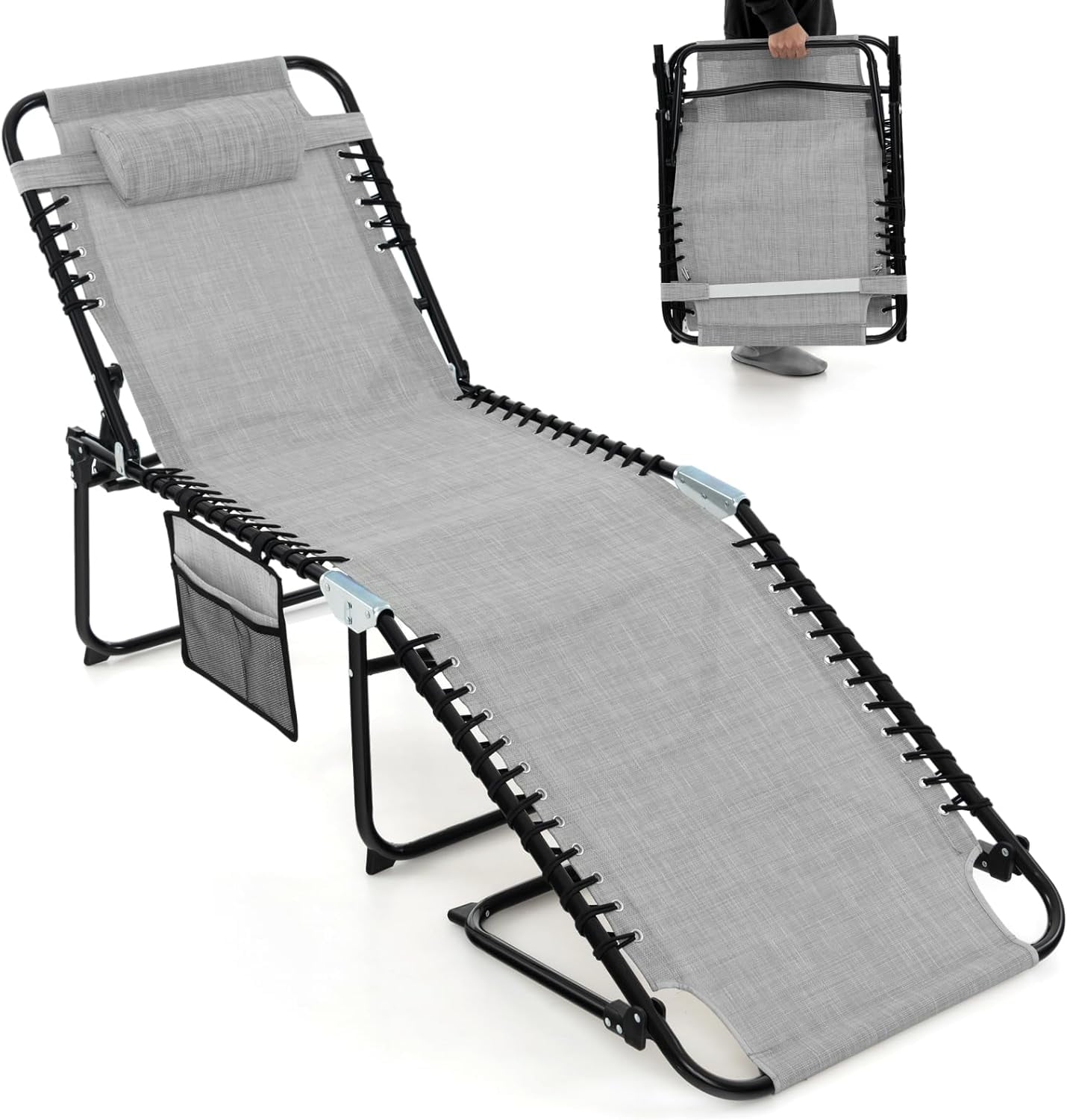 Patio Lounge Chairs for Outside - Folding Tanning Chair w/Headrest, 4 ...