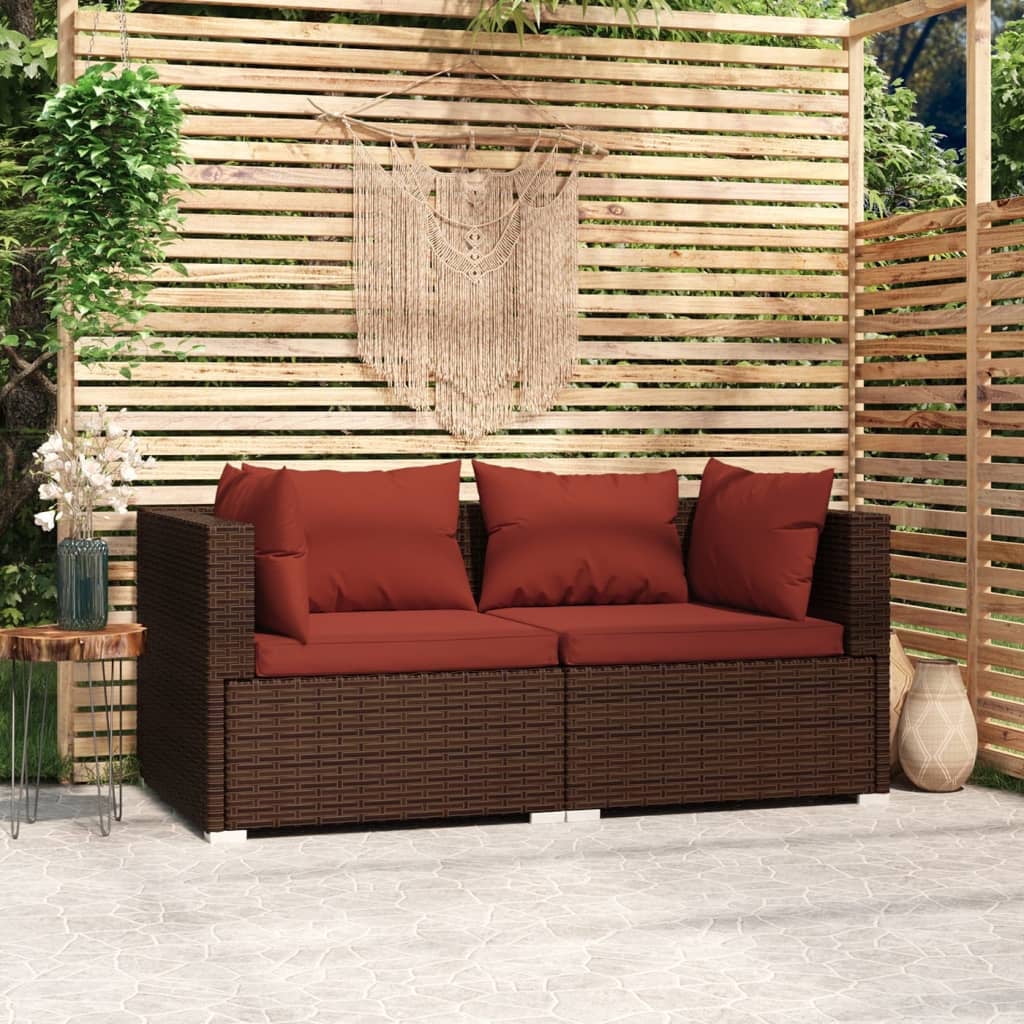Patio Loveseat with Cushions Brown Poly Rattan - Walmart.com