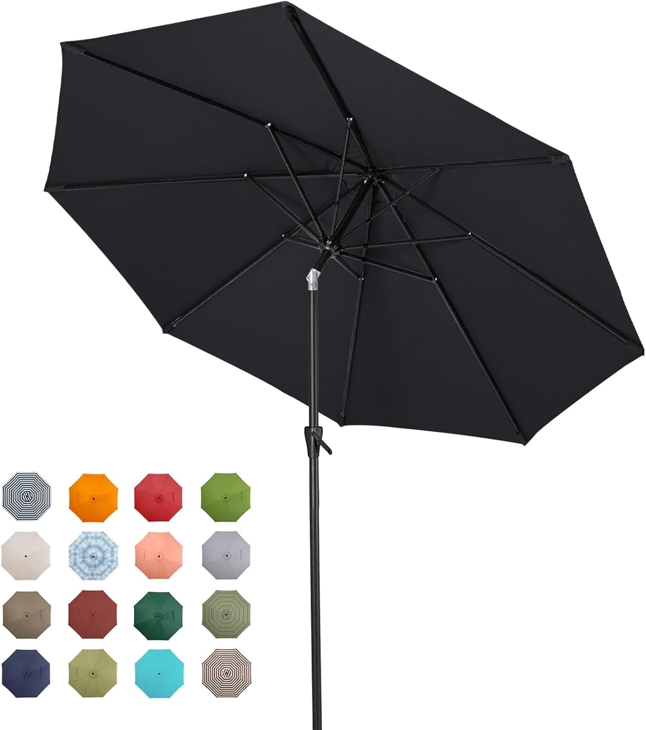 Patio Market Outdoor Table Umbrella with Push Button Tilt and Crank ...