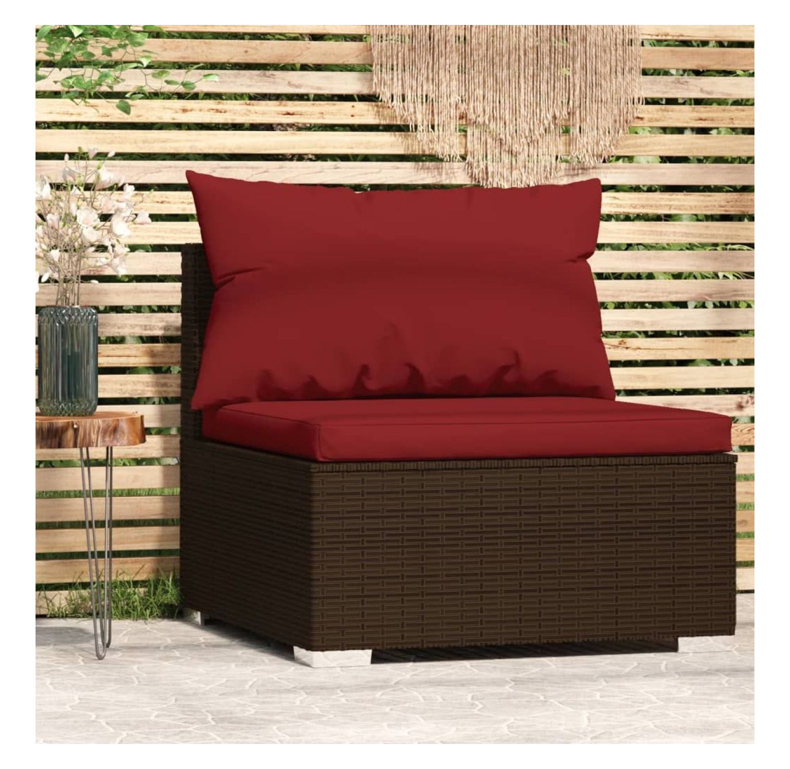 Patio Middle Sofa with Cushions Brown Rattan - Walmart.com
