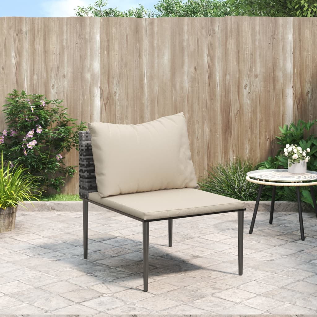 Patio Middle Sofa with Cushions Gray Poly Rattan - Walmart.com