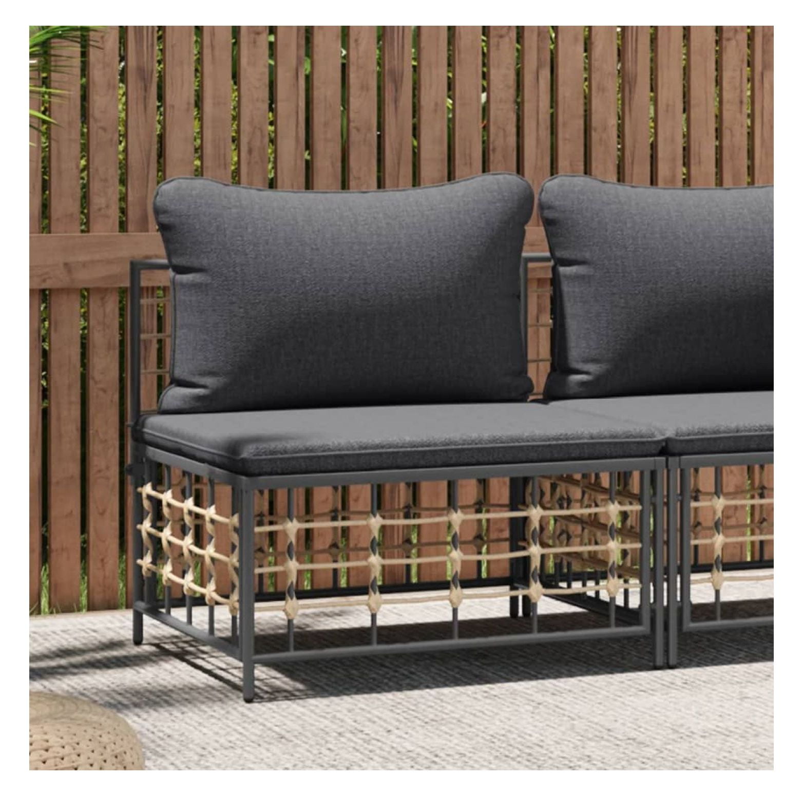 Patio Middle Sofa with Dark Gray Cushions Rattan Anthracite - Walmart.com