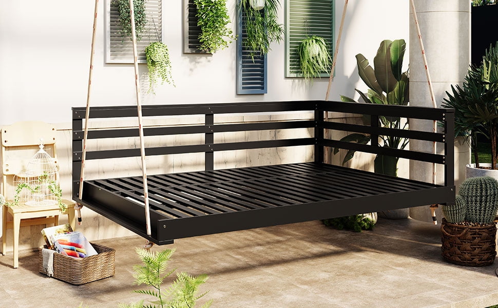 Patio Minimalist Twin Size Garden Swing Bed,Outdoor Wood Porch Swing ...
