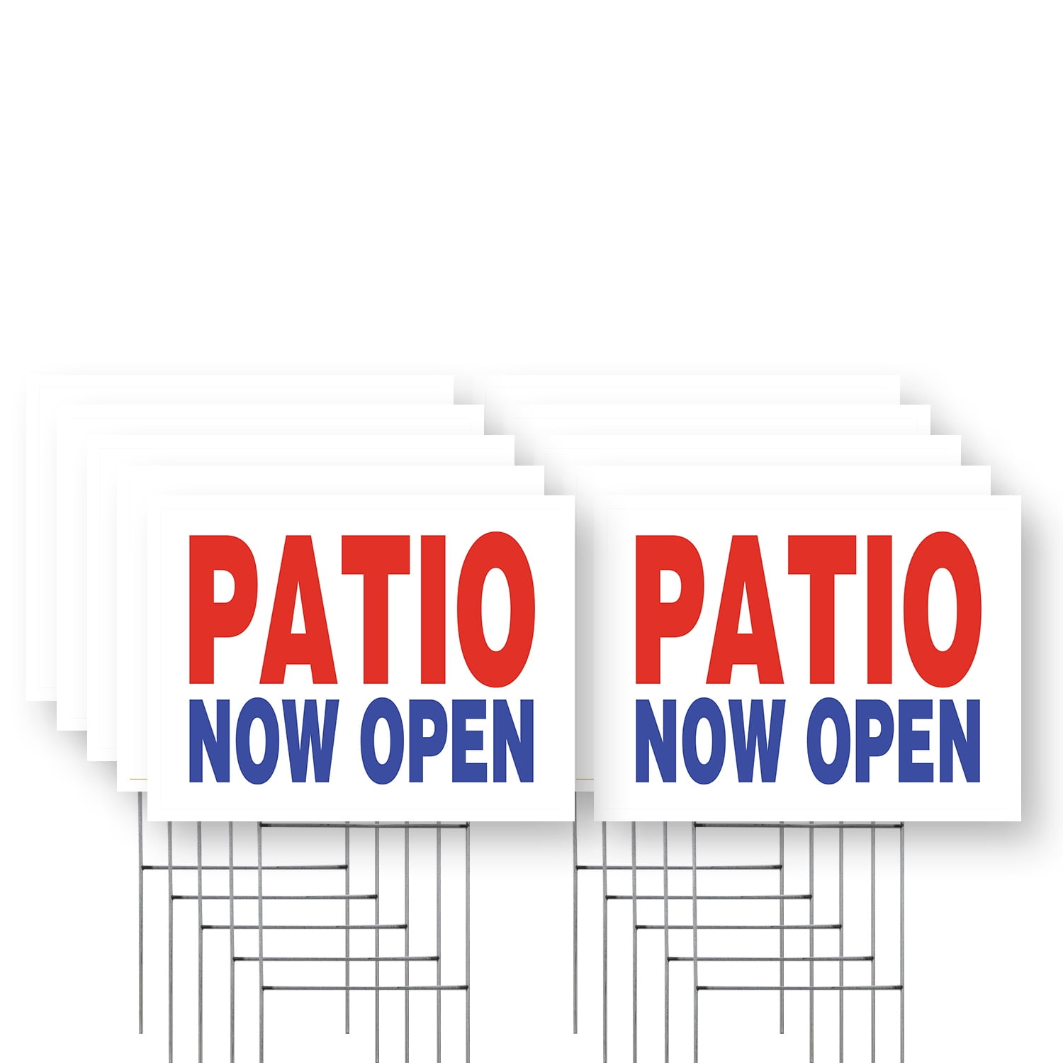 Patio Now Open Yard Sign 10 Pack of 12 Inch x 16 Inch Double Sided ...