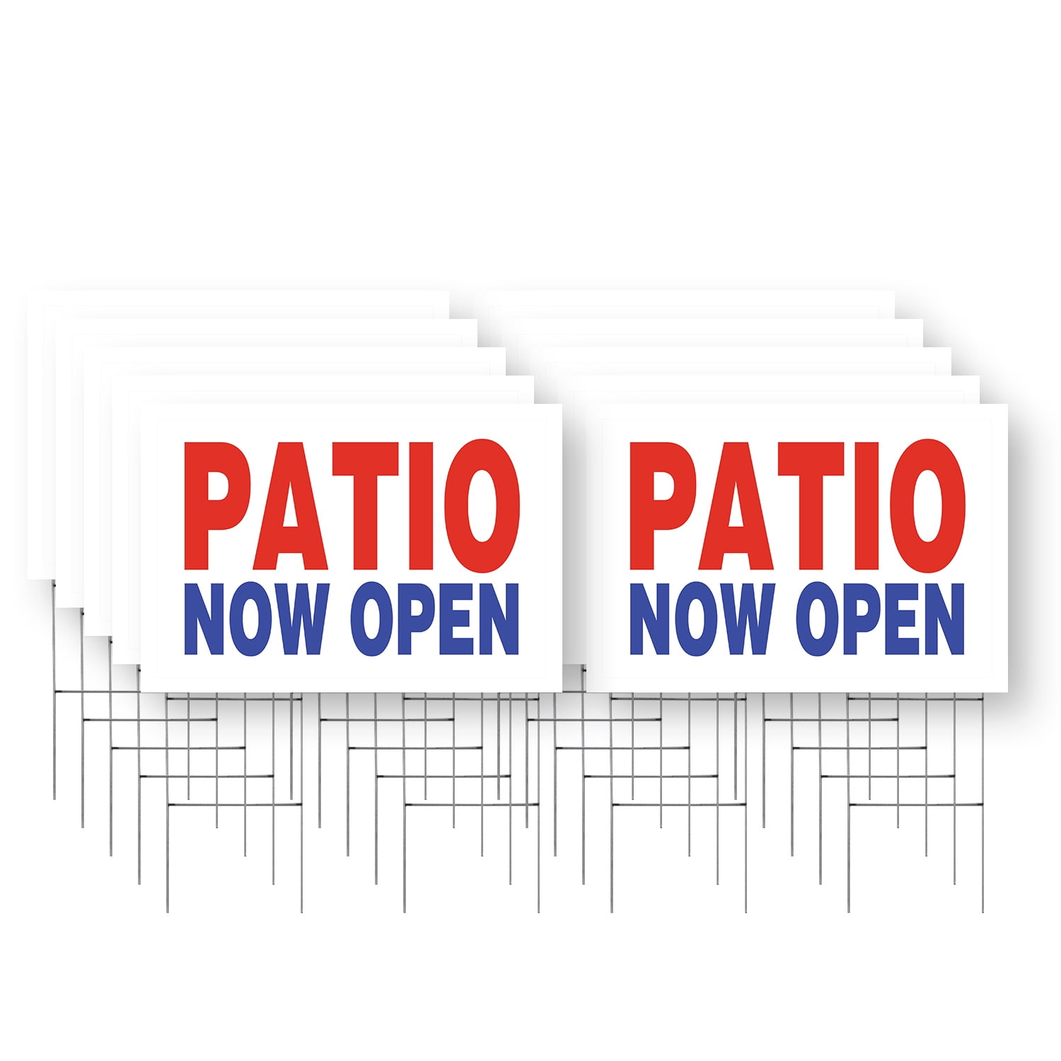 Patio Now Open Yard Sign 10 Pack of 24 Inch x 36 Inch Double Sided ...