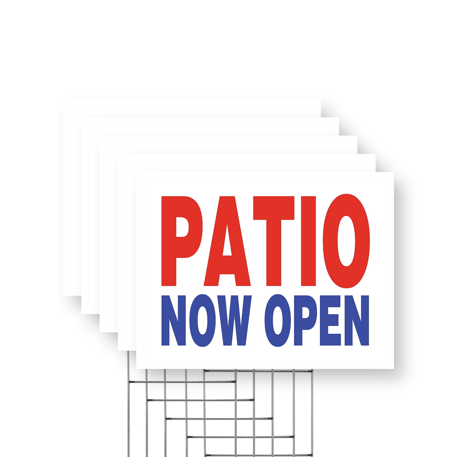 Patio Now Open Yard Sign 5 Pack of 12 Inch x 16 Inch Single Sided ...