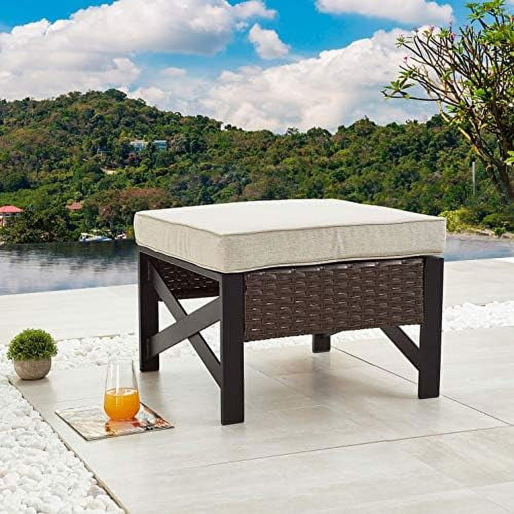 Patio Ottoman Footstool Outdoor Furniture with Wicker Rattan, X Shape ...