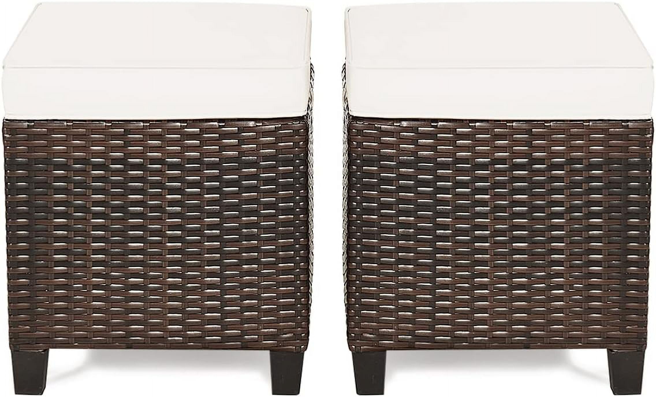Patio Ottoman Set - Wicker Footstools, All Weather PE Rattan Ottoman ...