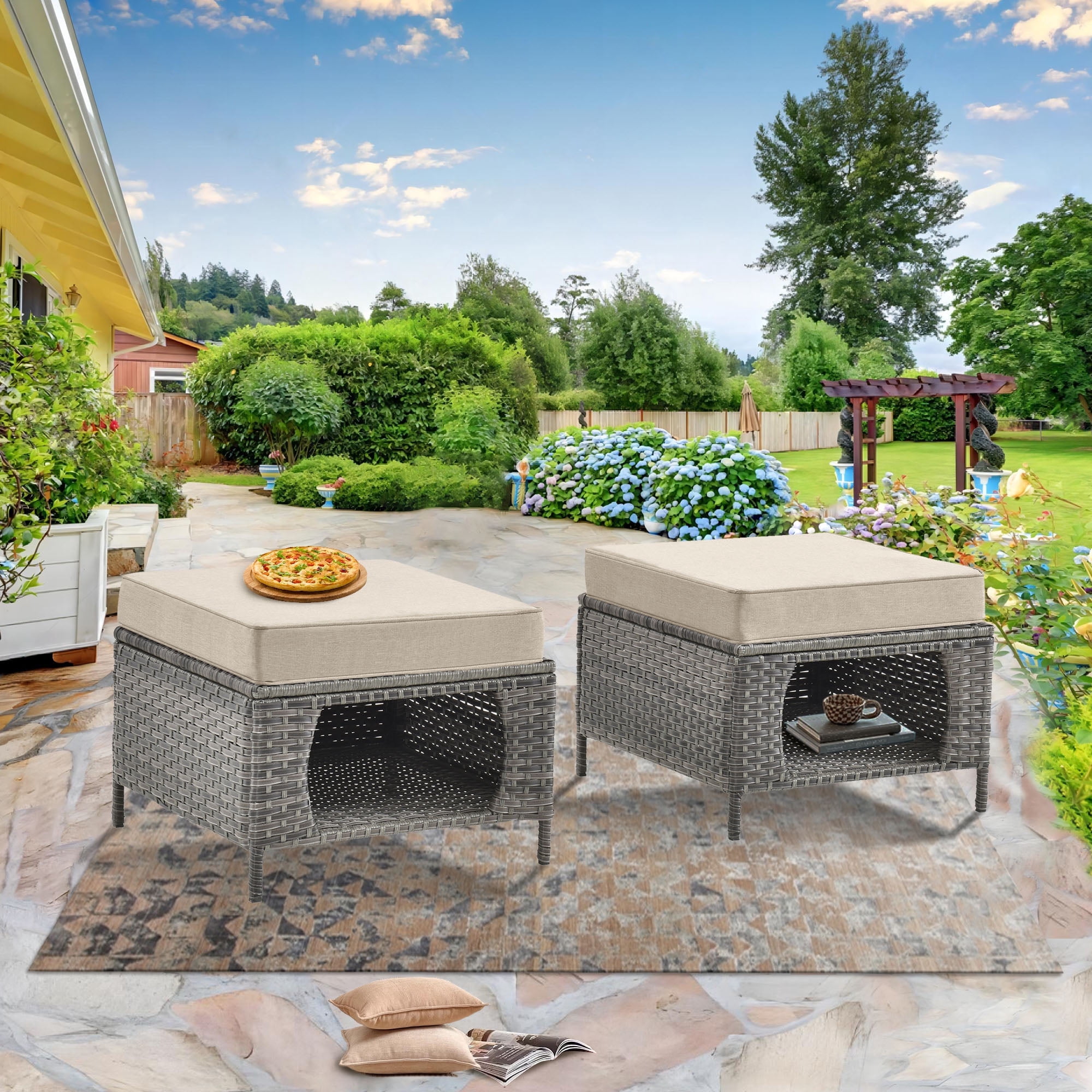 Patio Ottomans, Multipurpose Outdoor Ottomans for Patio Foot Rest ...