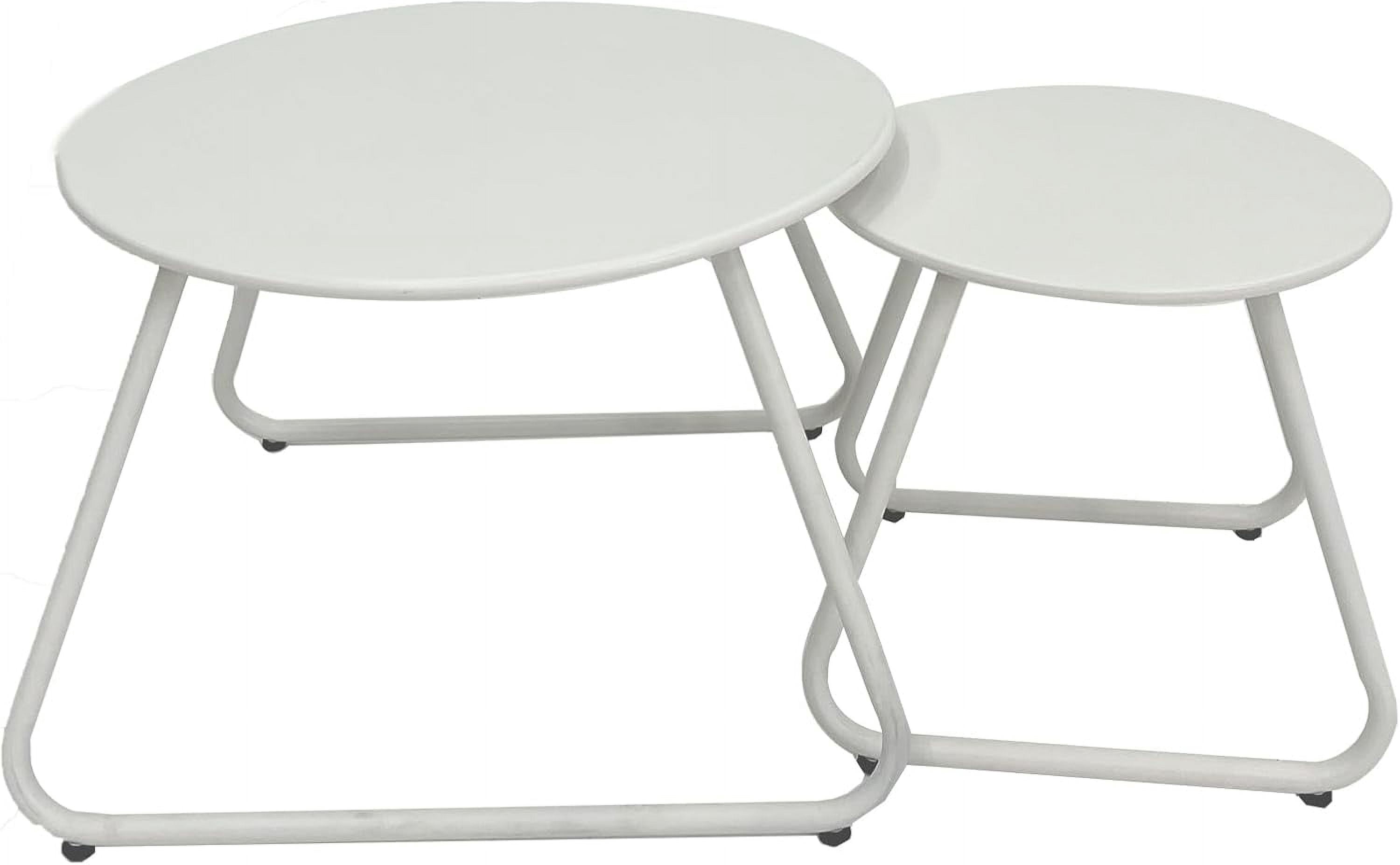 Patio Outdoor Coffee Table Set of 2, Weather Resistant Steel Round End ...