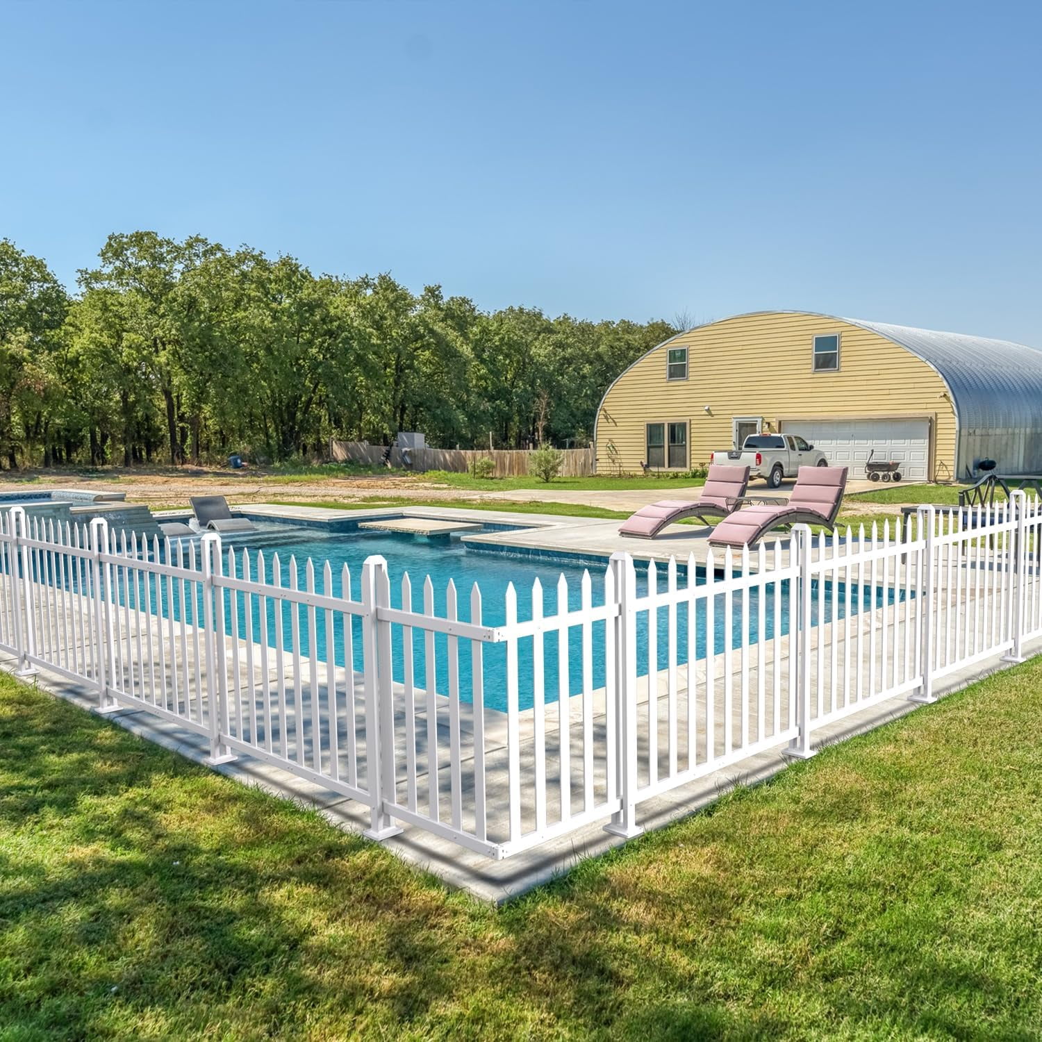 Patio Outdoor Fence 30"Hx84"L-3Set Picket Fence Panels White Garden ...