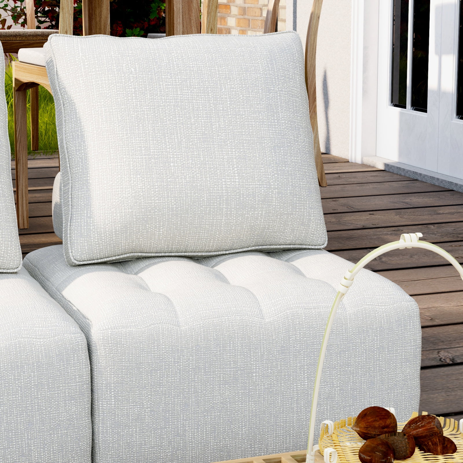 Patio Outdoor Garden Furniture Sofa with Cover-Removable Back Cushion ...