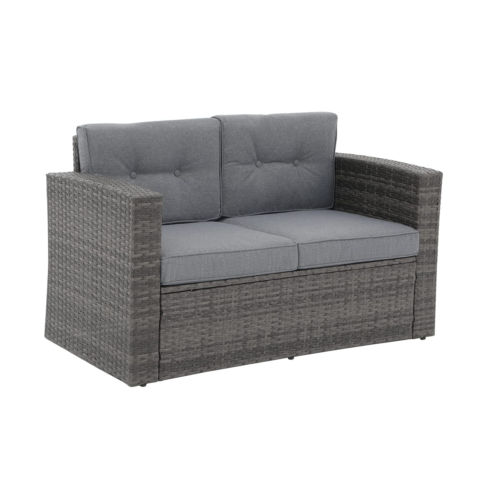 Outdoor Patio Loveseat, Wicker Rattan Sofa Chair with Cushions, Gray ...