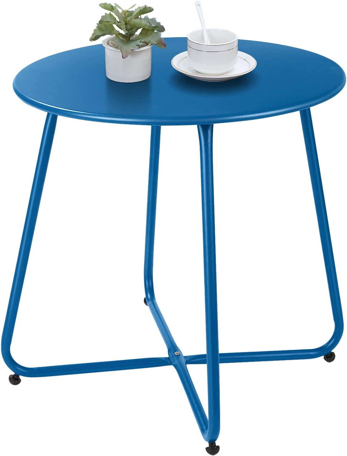 Patio Outdoor Side Table Waterproof Round Metal Steel Small Side Table ...