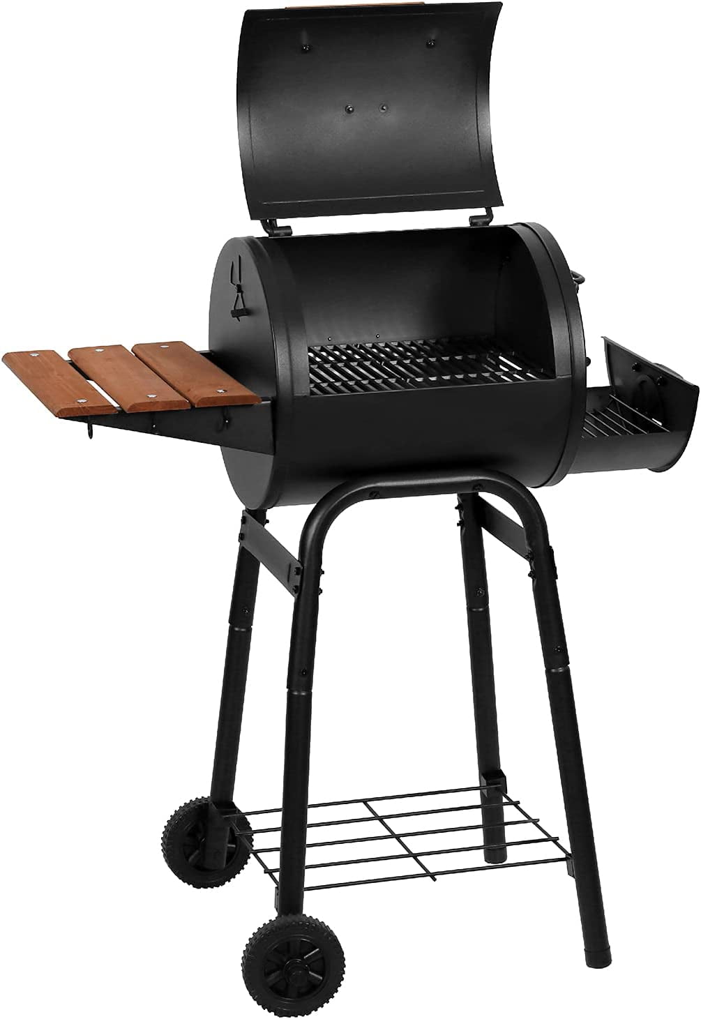 Patio Pro Charcoal Grill and Smoker with Cast Iron Grates, Premium Wood ...