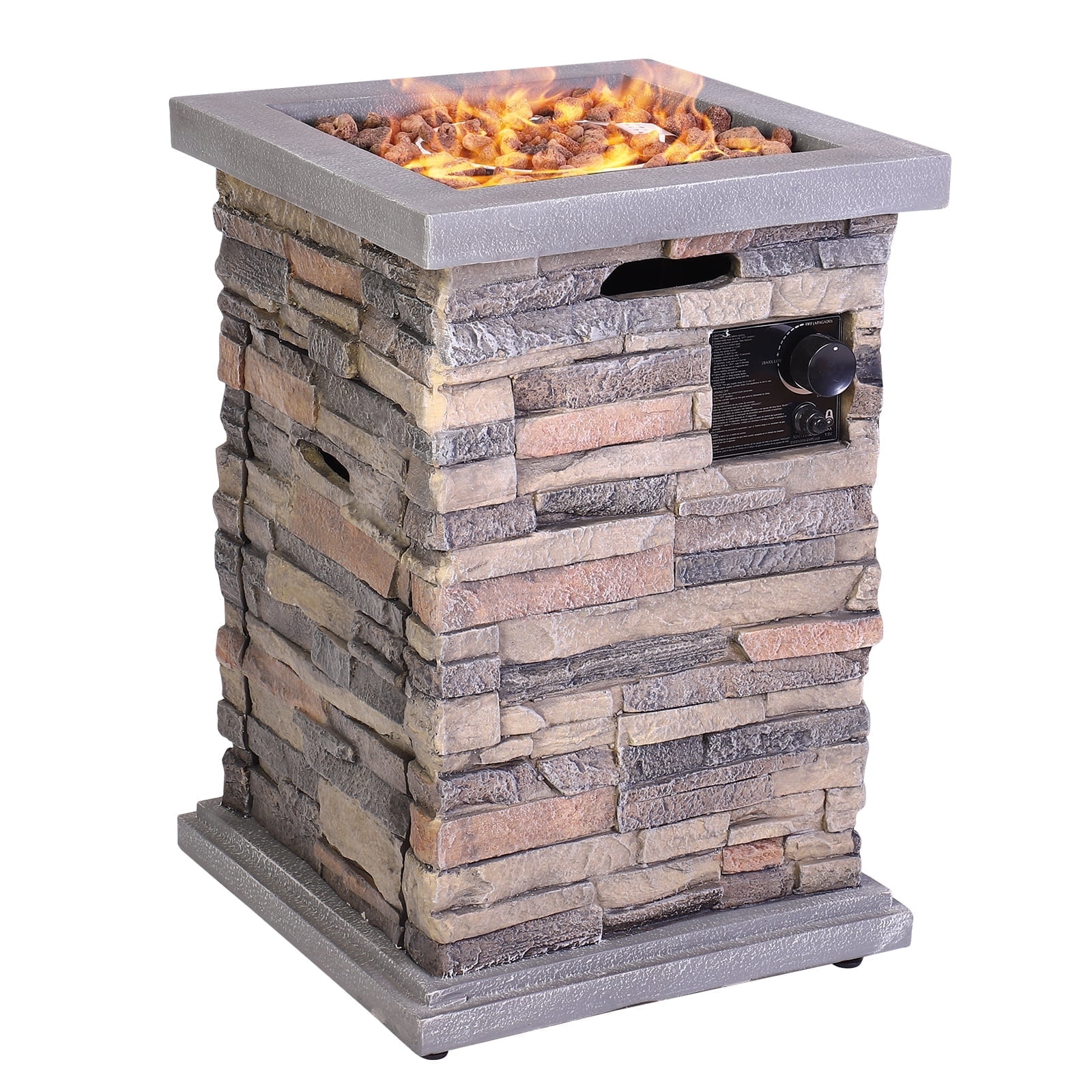 Patio Propane Fire Bowl, 50,000BTU Square Fire Pit with Round Bowl ...
