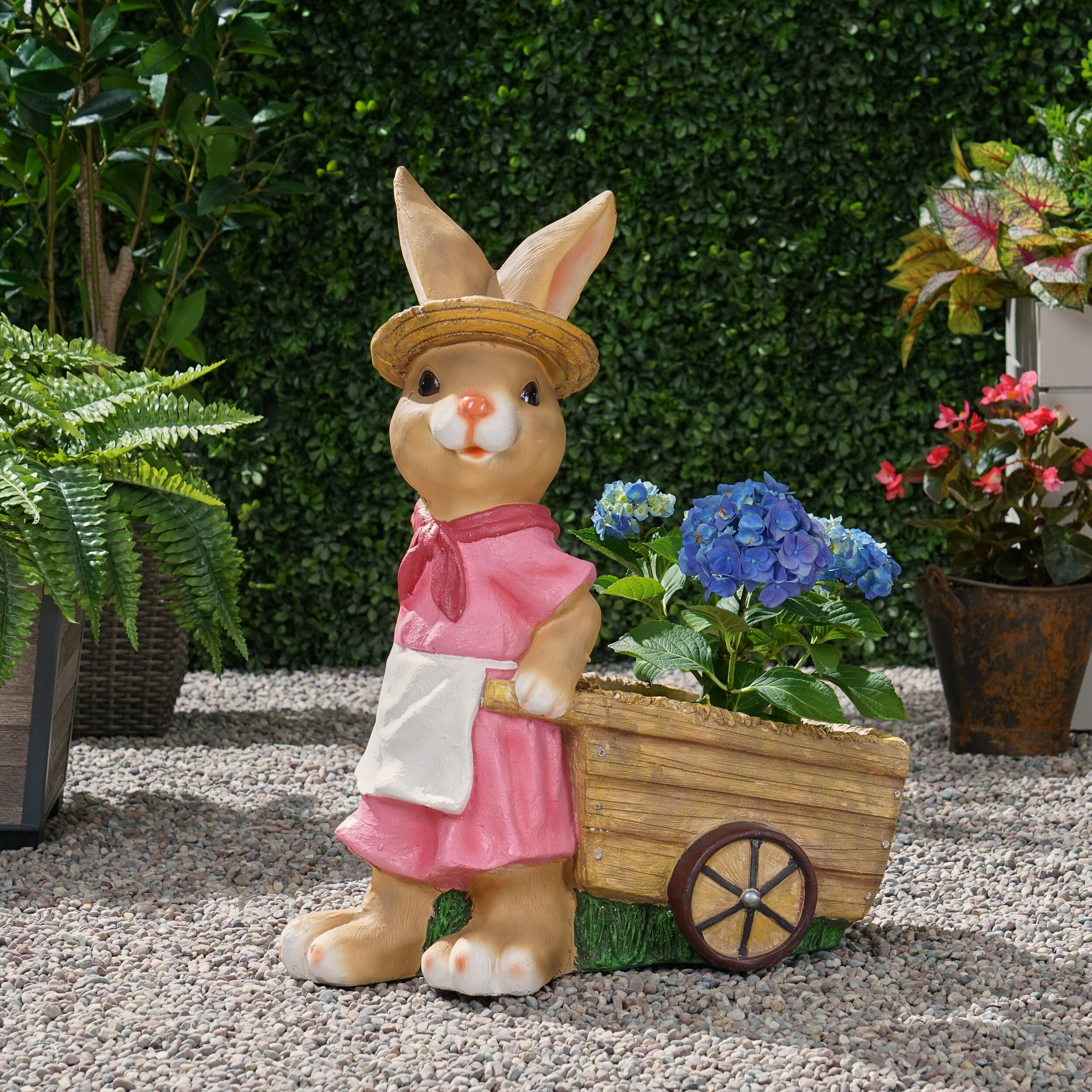 Patio Rabbit Planter Bunny Garden Sculpture Flower Pot Outdoor Planter ...