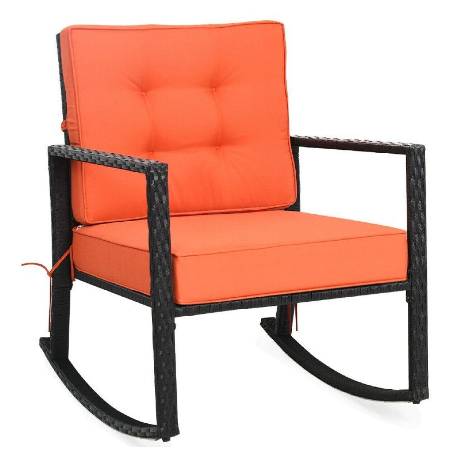 Patio Rattan Rocking Chair Outdoor Glider - Cushioned Rocker for Lawn ...