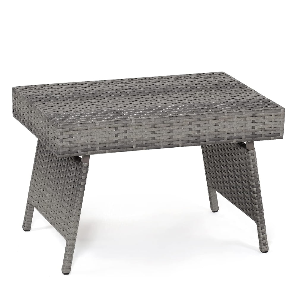 Patio Rattan Side Table - Folding Coffee Table with Premium Brown ...