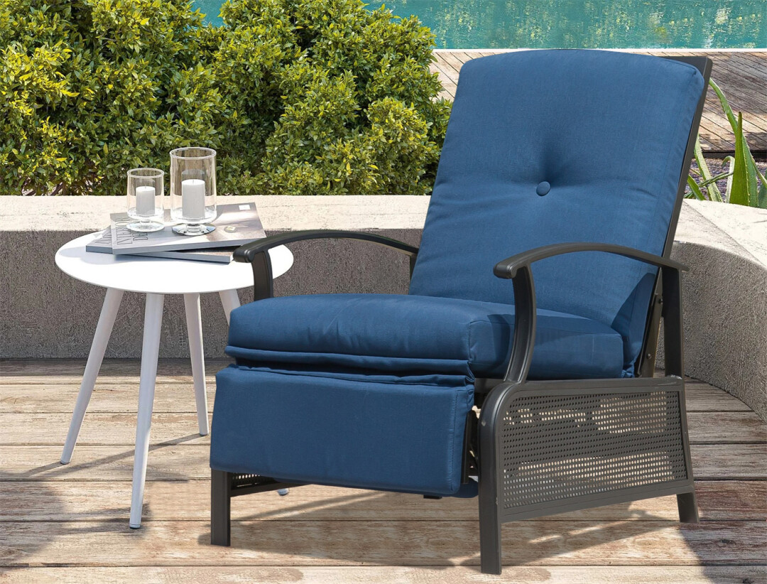 Patio Recliner Chair with Extendable Footrest, Adjustable Reclining ...