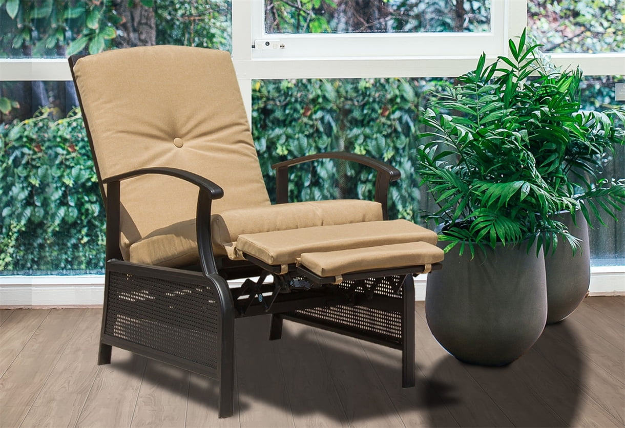 Patio Recliner Chair with Extendable Footrest, Adjustable Reclining ...