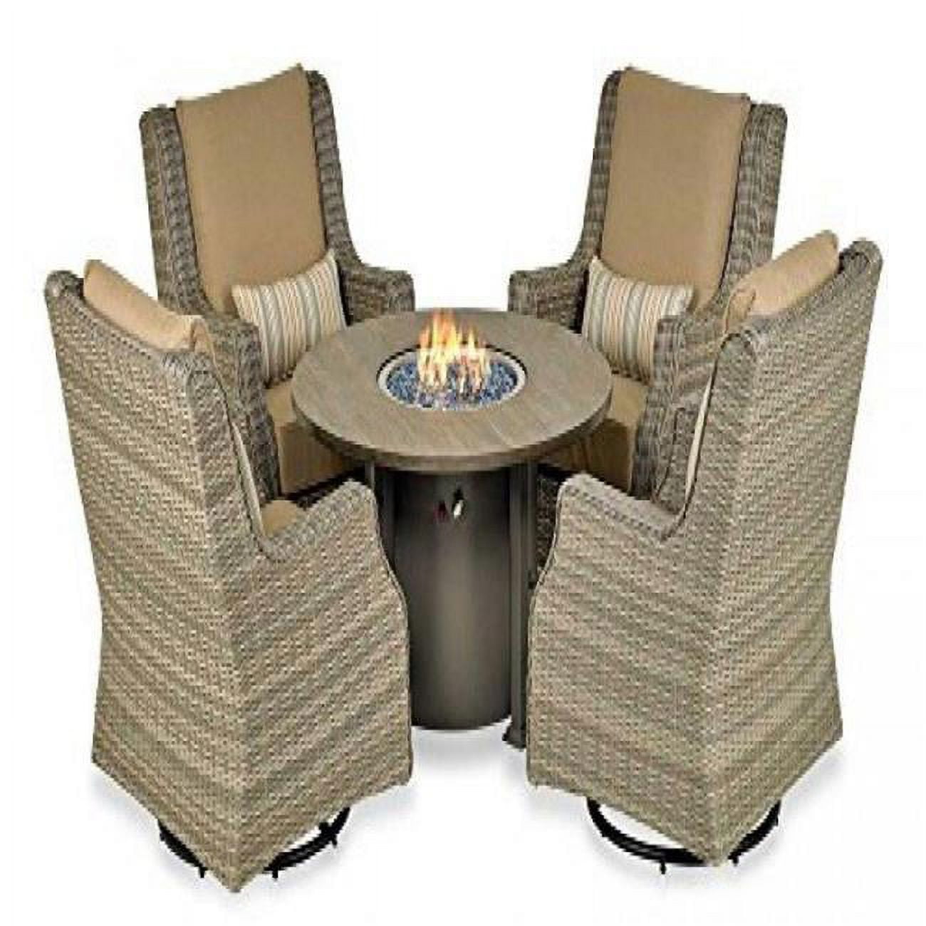 Patio Resort Lifestyles RMDSG5H Rome Canvas Heather Beige Fire Chat Set ...