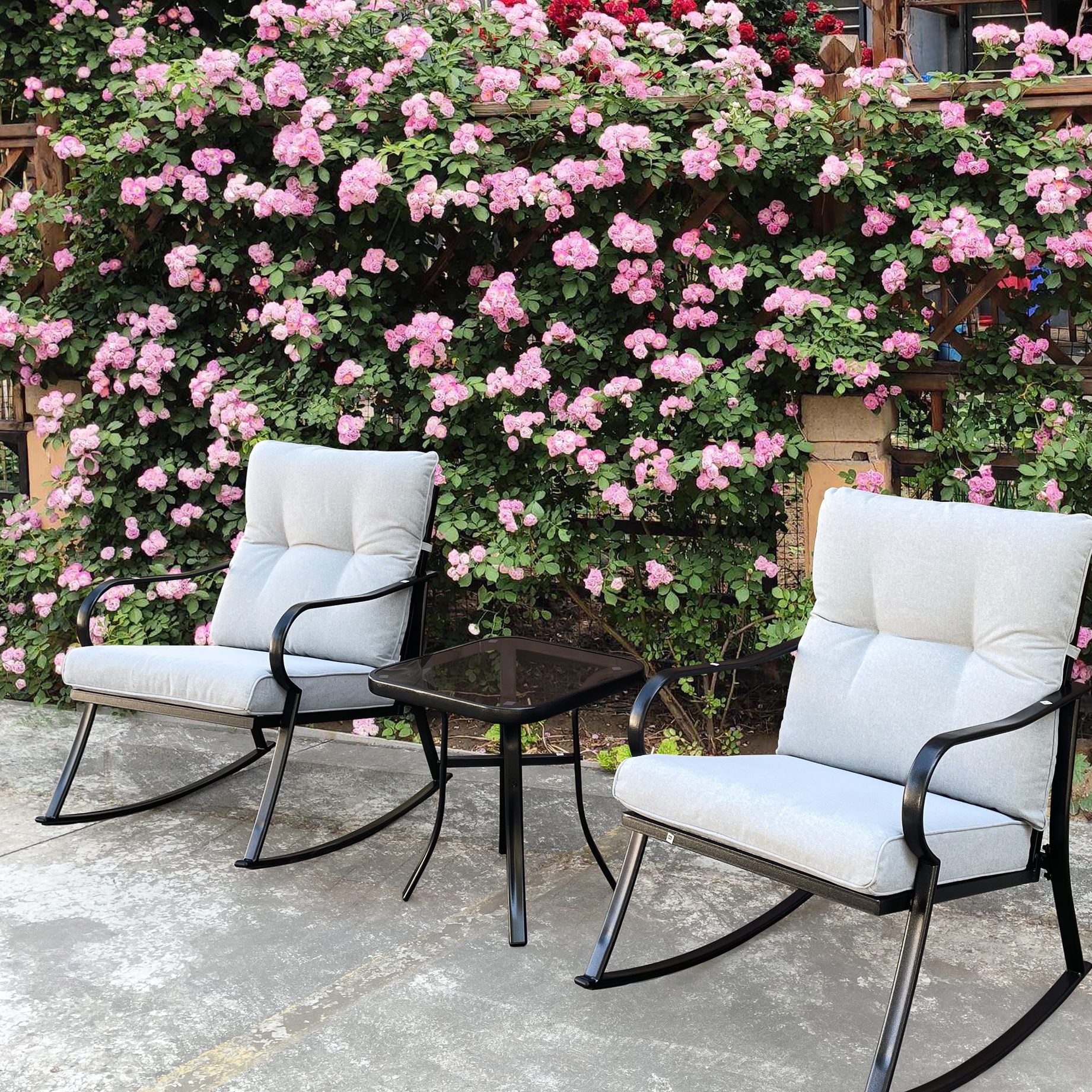 Patio Rocker Set | Enjoy Outdoor Relaxation in Minutes | Durable Metal ...