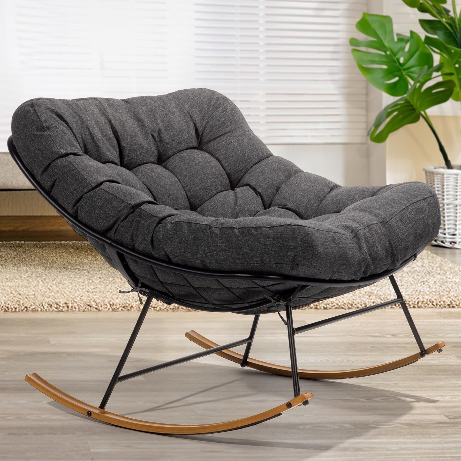 Patio Rocking Chair Outdoor & Indoor, Metal Patio Lounge Rocking Chair ...