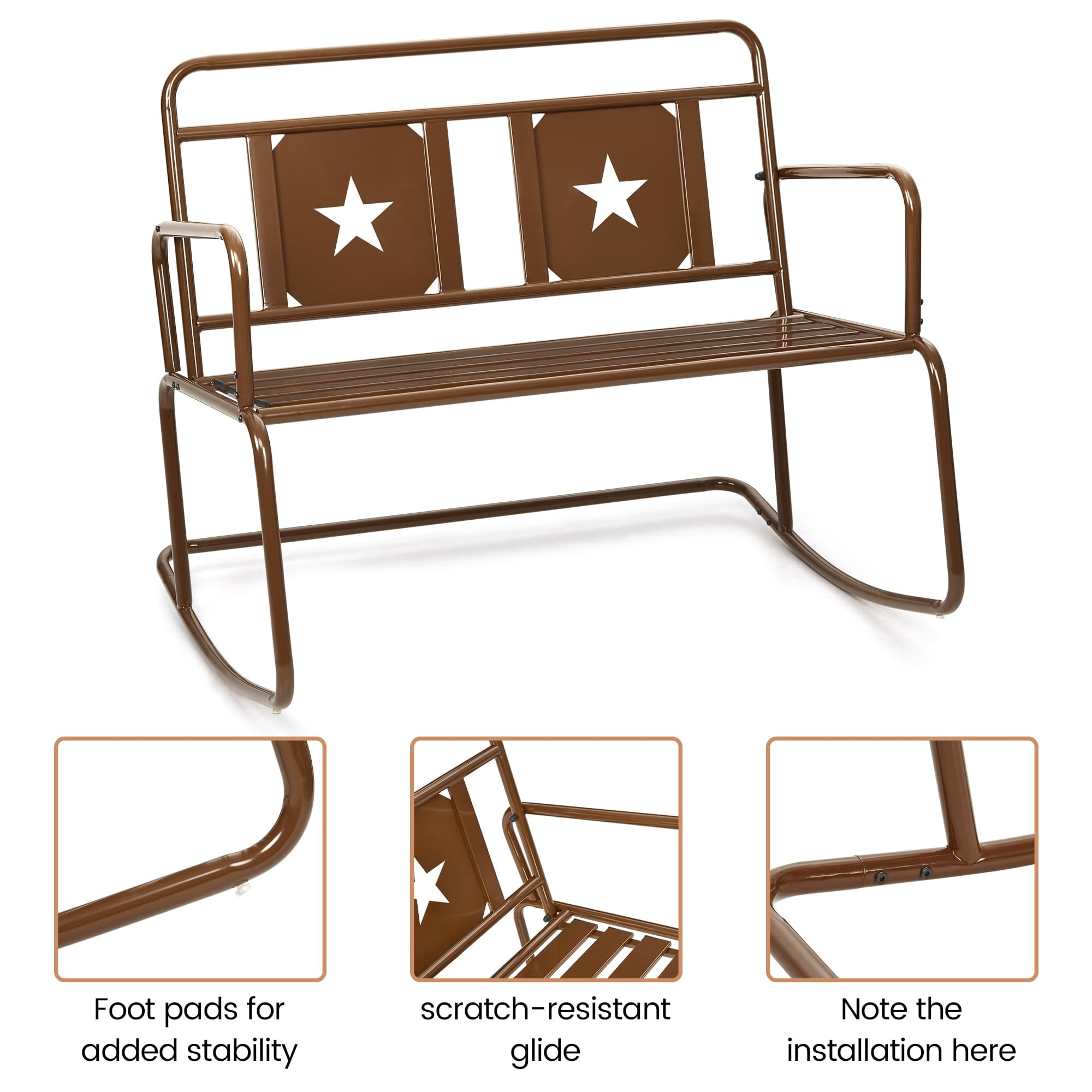 Patio Rocking Chair, Outdoor/Indoor Patio Rocker Chair, 2 Person Patio ...