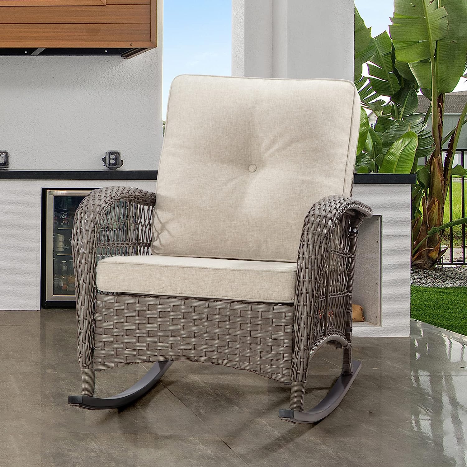 Patio Rocking Chair - Outdoor Rocker Chair with Safe Rocking Design ...