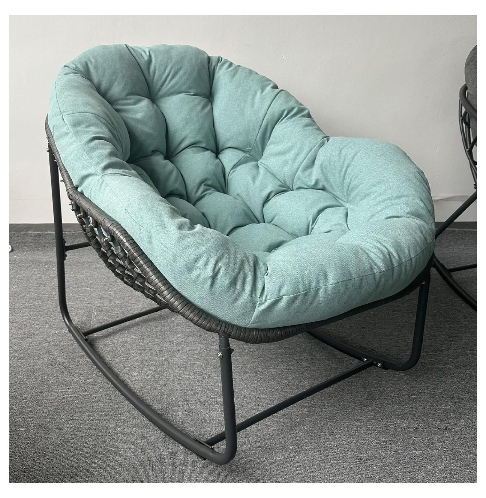 Patio Rocking Chair with Padded Cushion Indoor Outdoor Comfy Papasan ...