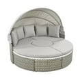 Patio Round Daybed with Retractable Canopy, Outdoor Wicker Rattan ...