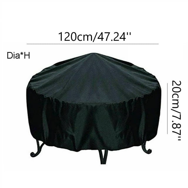 Patio Round Fire Pits Cover Black Waterproof UV Protectors Grill BBQ ...