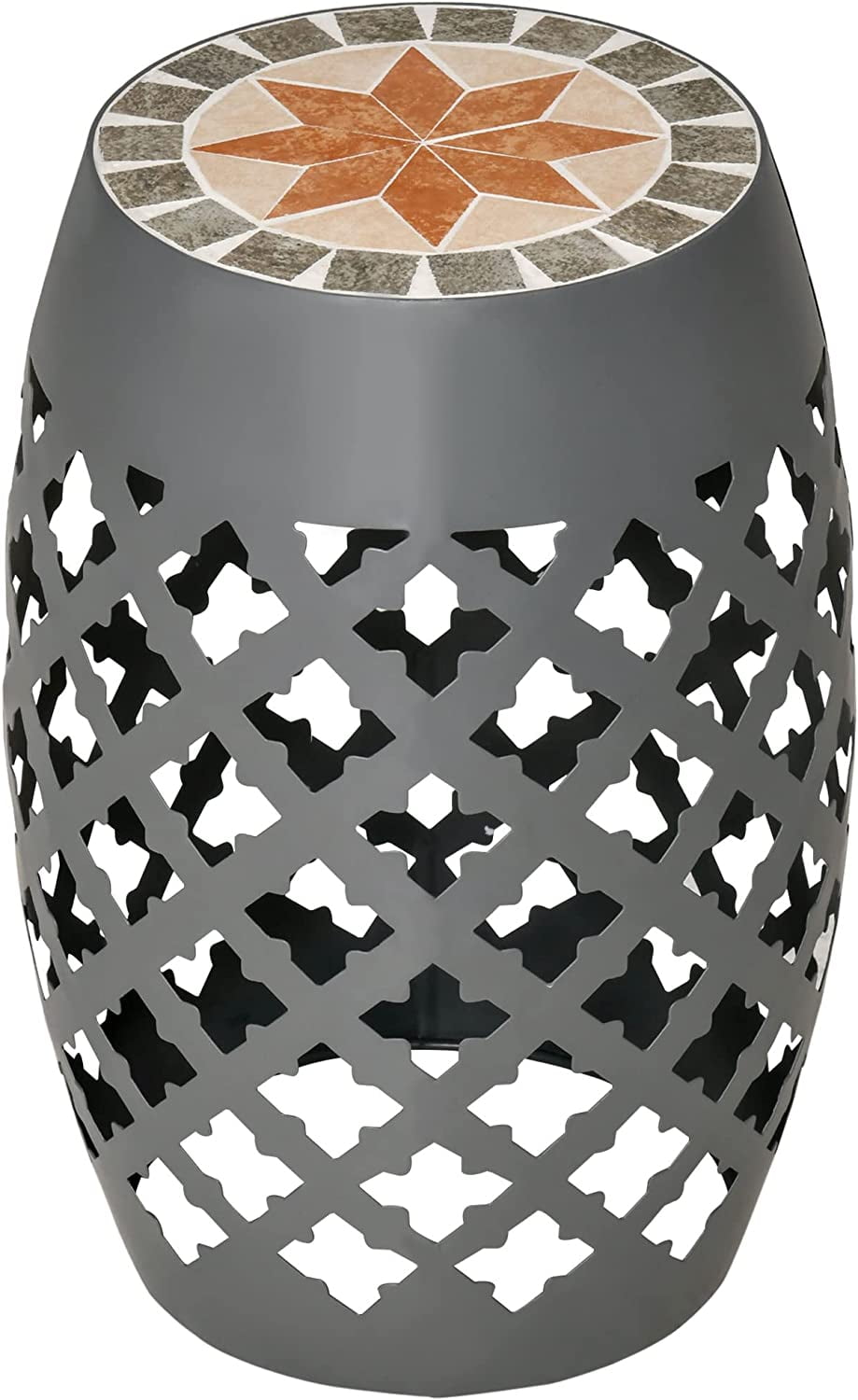 Patio Round Side Table, Outdoor Footstool, Garden Mosaic Accent Side ...