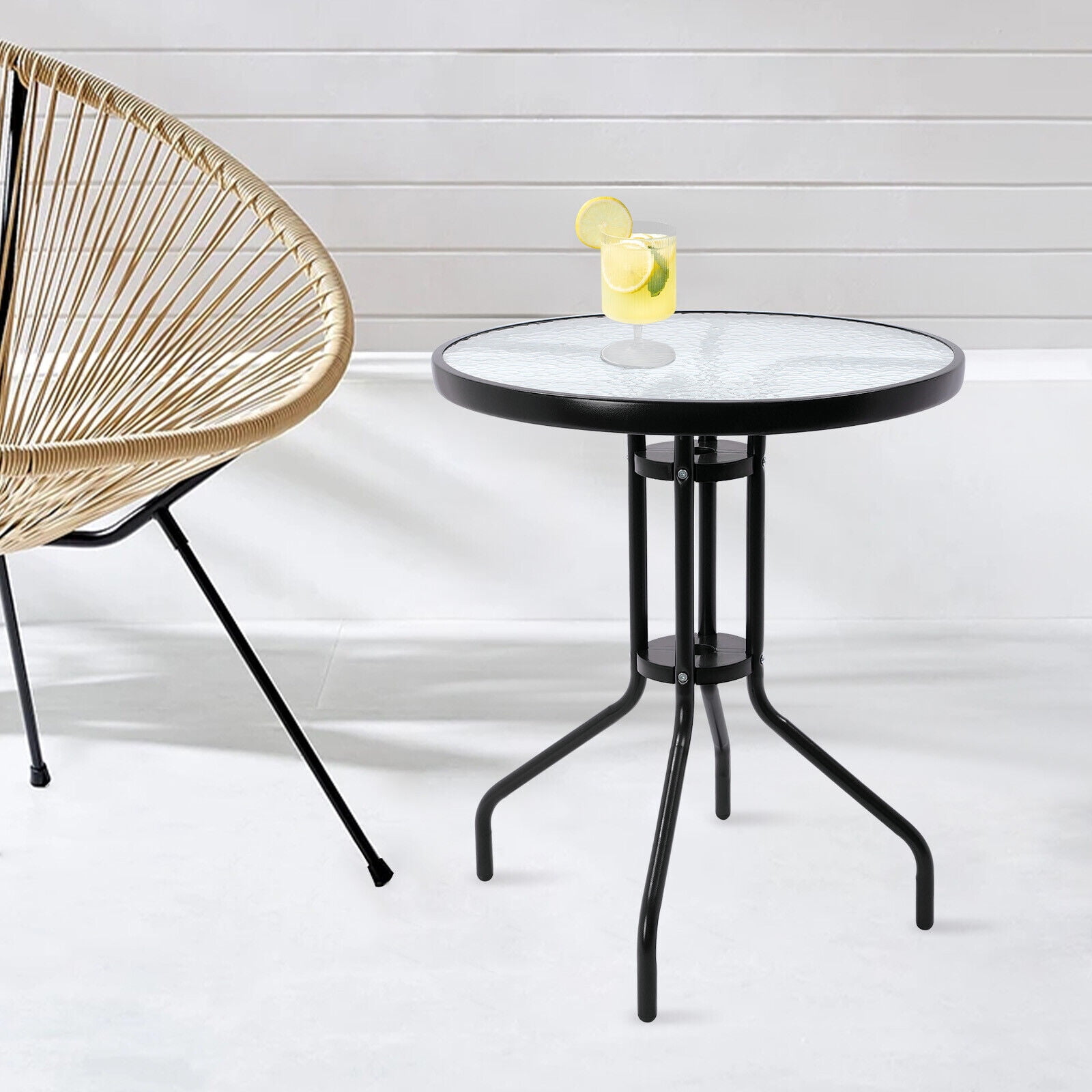 Patio Round Side Table Outdoor & Indoor Small End Table Coffee Bistro ...