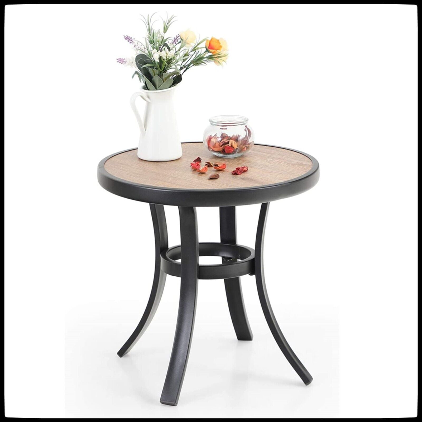 Patio Round Side Table Outdoor & Indoor Small End Table Coffee Bistro ...